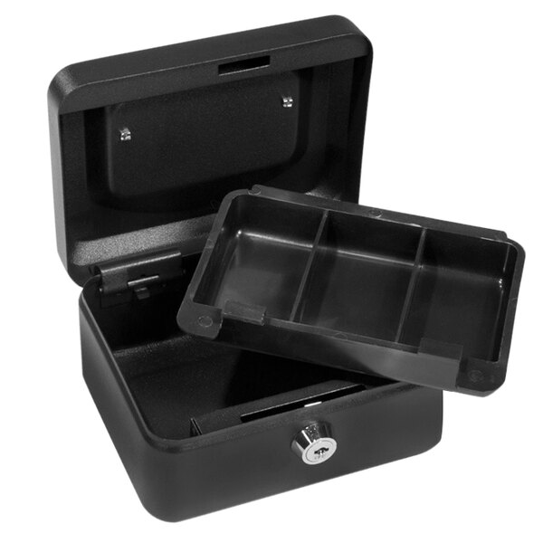 Barska CB11828 6" x 4 1/2" x 3 1/8" Extra Small Black Steel Cash Box ...