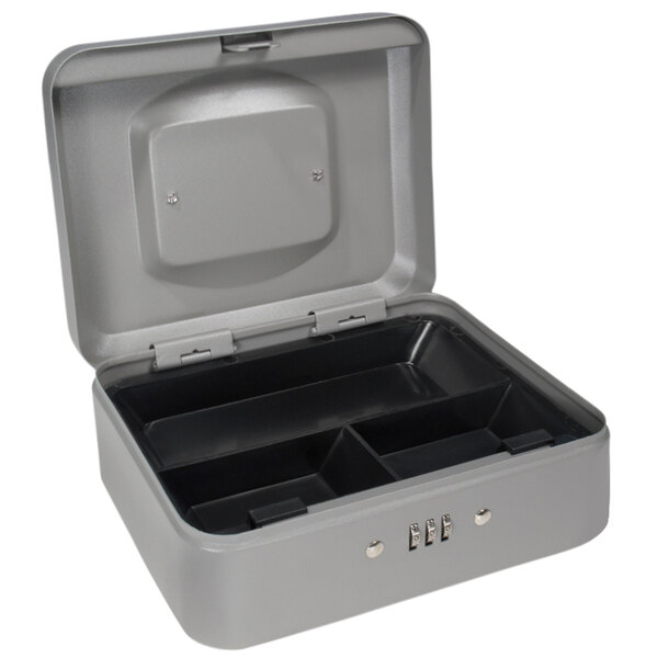 Barska CB11784 8" x 6 5/16" x 3 1/2" Small Gray Steel Cash Box with ...
