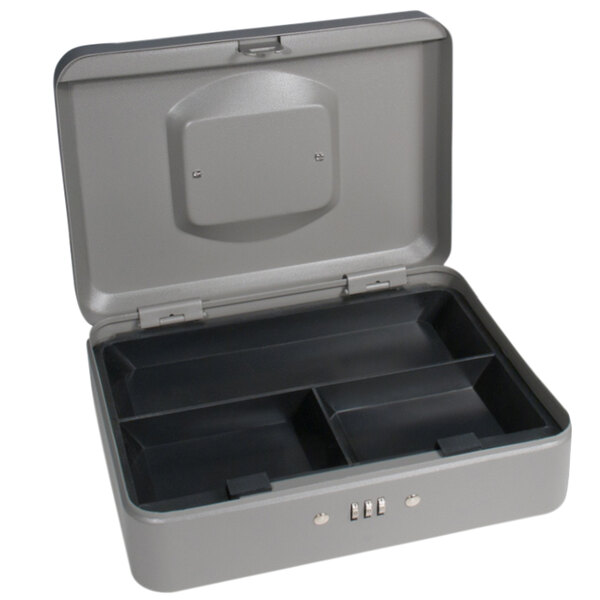 Barska CB11786 10" x 7 1/8" x 3 9/16" Medium Gray Steel Cash Box with ...
