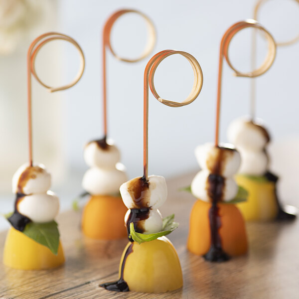 EcoChoice 3 1/2" Red Bamboo Loop Food Pick / Skewer - 100/Bag