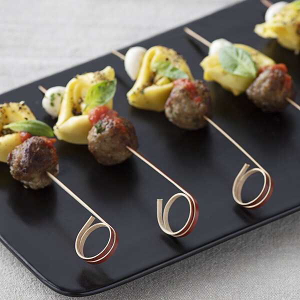 Bulk EcoChoice 6" Red Bamboo Loop Food Picks - Compostable