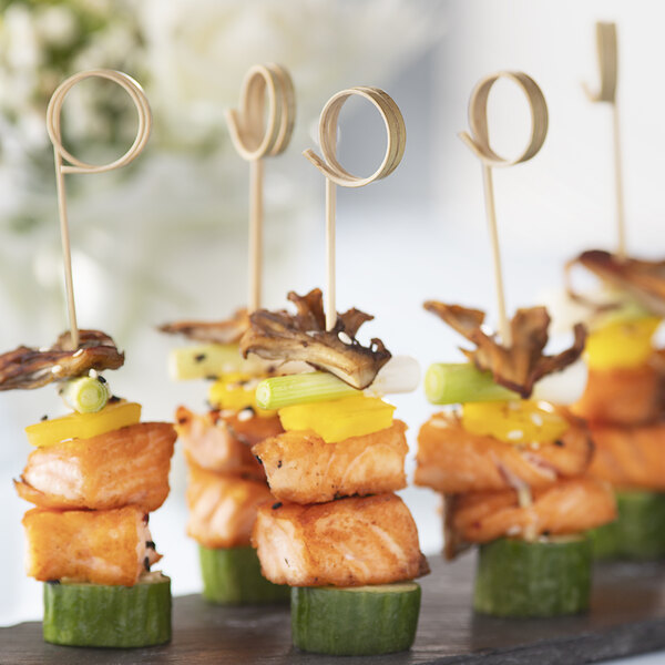 Bulk EcoChoice 4 3/4" Bamboo Loop Food Picks - Compostable