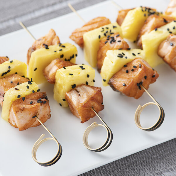 Bamboo by EcoChoice Compostable 6" Black Bamboo Loop Food Pick / Skewer ...