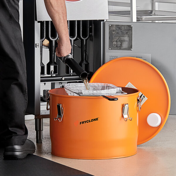 Fryclone Smart Pail 9.5 Gallon Orange Utility Oil Pail