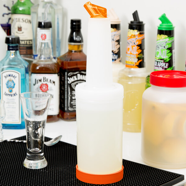 Carlisle PS601N24 Store 'N Pour 1 Qt. White Container with Orange Spout ...