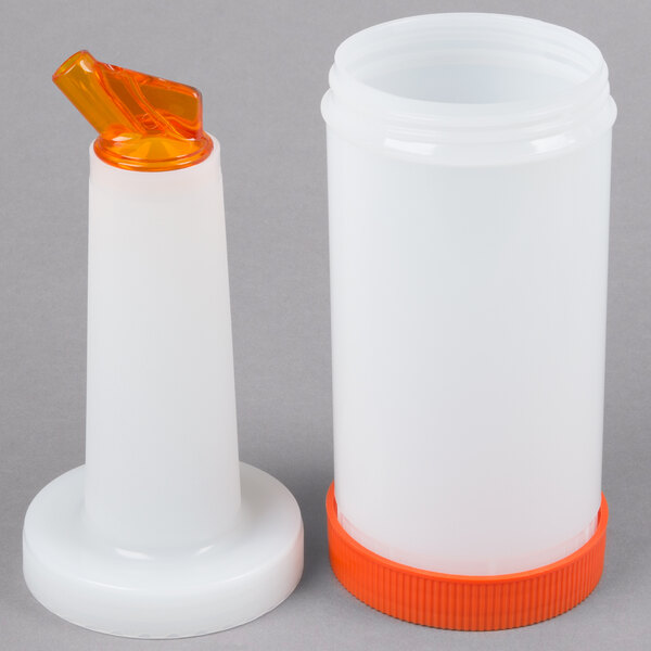 Carlisle PS601N24 Store 'N Pour 1 Qt. White Container with Orange Spout ...