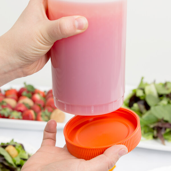 Carlisle PS601N24 Store 'N Pour 1 Qt. White Container with Orange Spout ...