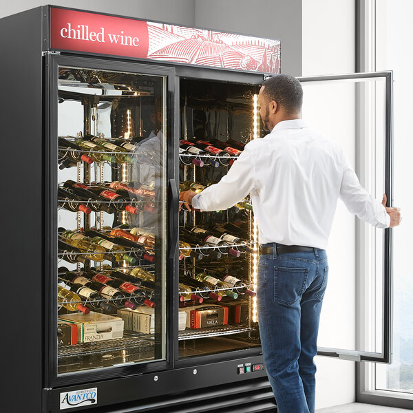 Avantco GDW-49-BB 53" Black Customizable Two Door Wine Merchandiser ...