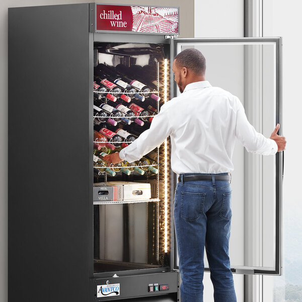 Avantco GDW-23-BB 28" Black Customizable Single Door Wine Merchandiser ...