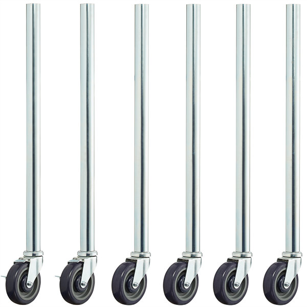 34" Galvanized Steel Legs with 5" Casters - 6/Set