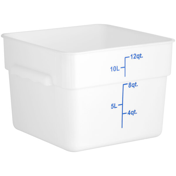 Choice 12 Qt. White Square Polypropylene Food Storage Container and ...