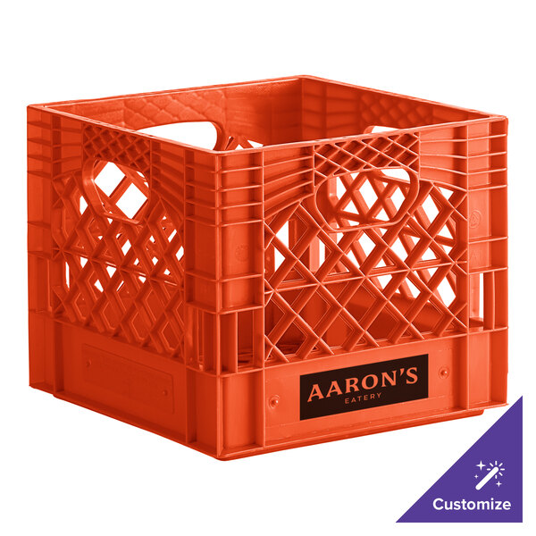Orange 16 Qt. Square Milk Crate - 13" x 13" x 11"
