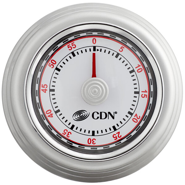 CDN MT4-S Silver Compact Mechanical 60 Minute Kitchen Timer