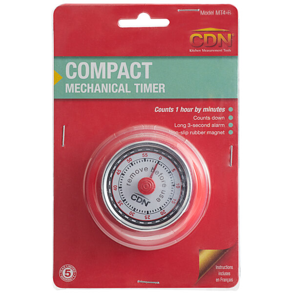 CDN MT4-R Red Compact Mechanical 60 Minute Kitchen Timer