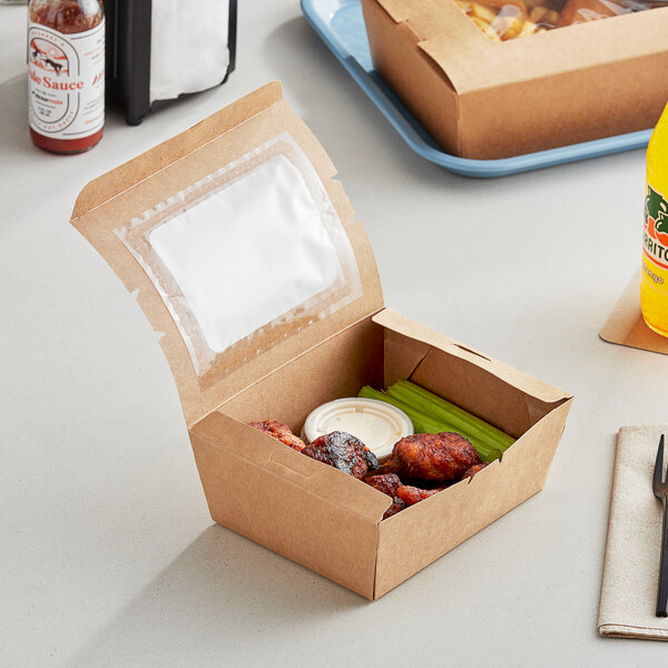 Choice 6" x 4 5/8" x 2 3/8" Kraft Folded Paper #8 Take-Out Container ...