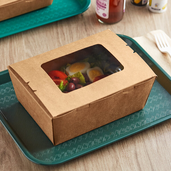 Choice 8 3/4" x 6 1/2" x 3 1/2" Kraft Folded Paper #4 Take-Out ...