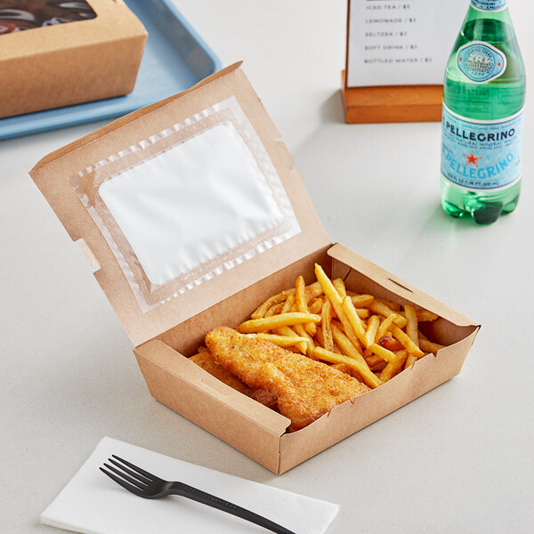 Choice 8 1/2" x 6" x 2" Kraft Folded Paper #2 Take-Out Container with ...