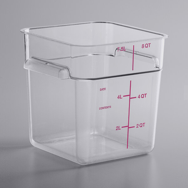 Carlisle 8 Qt. Allergen-Free Clear Square Polycarbonate Food Storage ...
