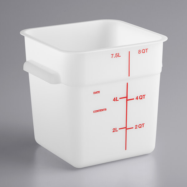 Carlisle 8 Qt. White Square Polyethylene Food Storage Container
