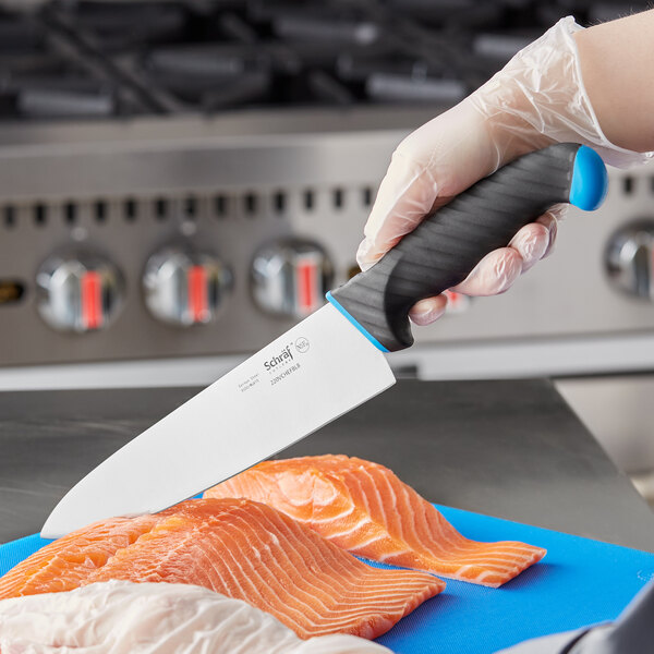 Schraf™ 8" Chef Knife with Blue TPRgrip Handle