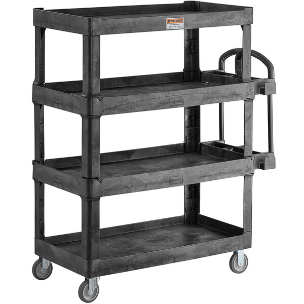Rubbermaid 2128657 Ergo Black 700 lb. 4 Shelf Heavy-Duty Utility Cart ...