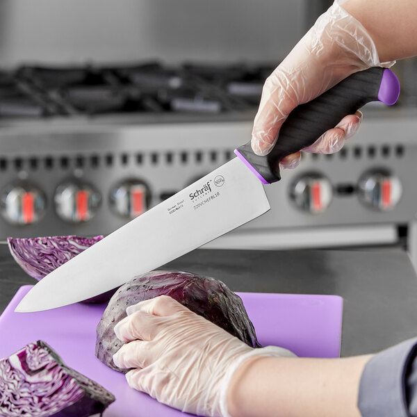 Schraf 10" Chef Knife with Purple Allergen-Free TPRgrip Handle
