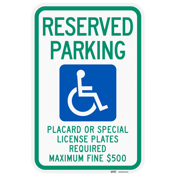 Lavex "Handicapped Reserved Parking / Placard Or Special License Plates ...