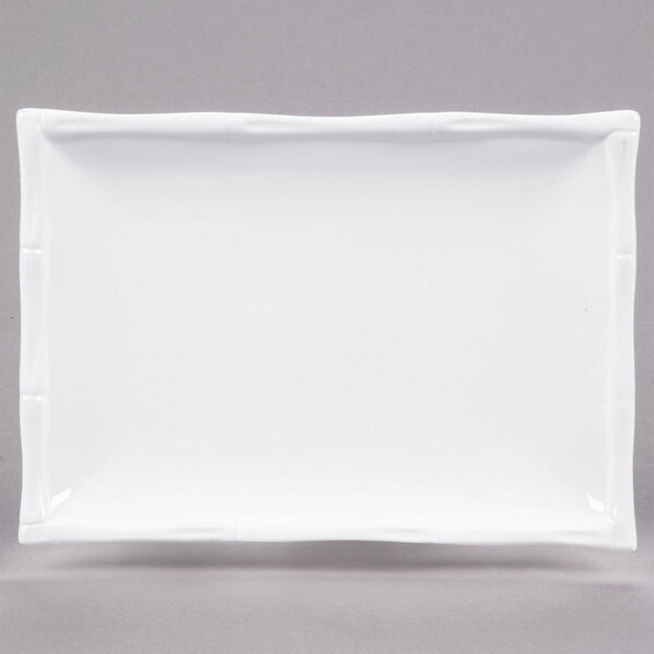 CAC BAP-12 Bamboo Pattern 9" x 6 1/2" Bright White Rectangular ...