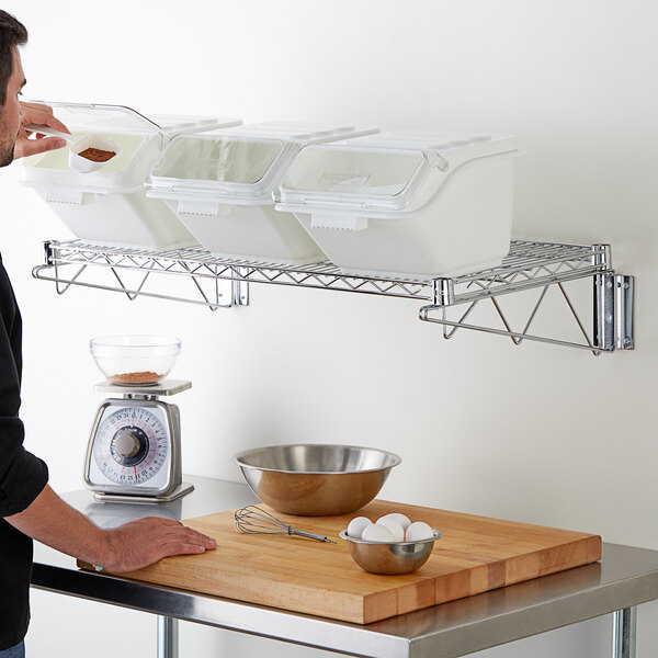 Baker's Lane 18" x 36" Wall-Mounted Ingredient Bin Shelving Kit with 3 ...