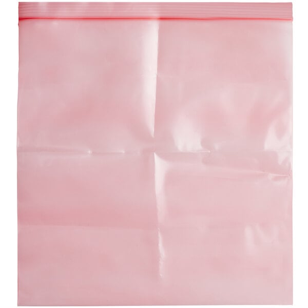 Lavex 12" x 12" 4 Mil Pink Polyethylene Anti-Static Zip Top Bag - 500/Case