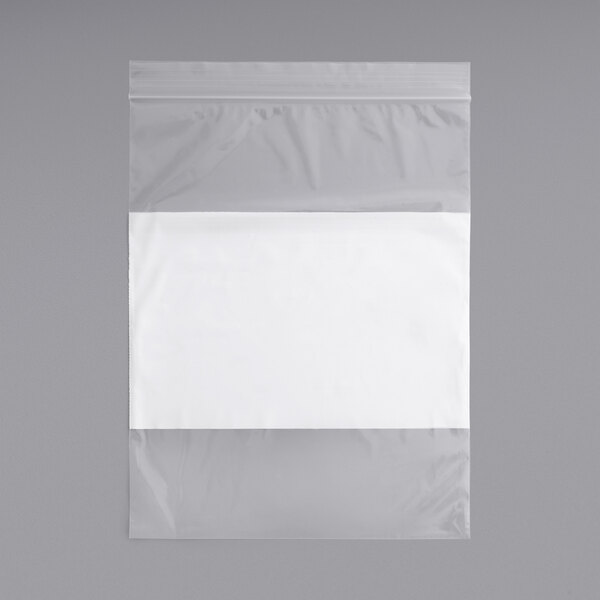 Choice 12" x 12" 2 Mil Clear Polyethylene Zip Top Bag with White Block ...