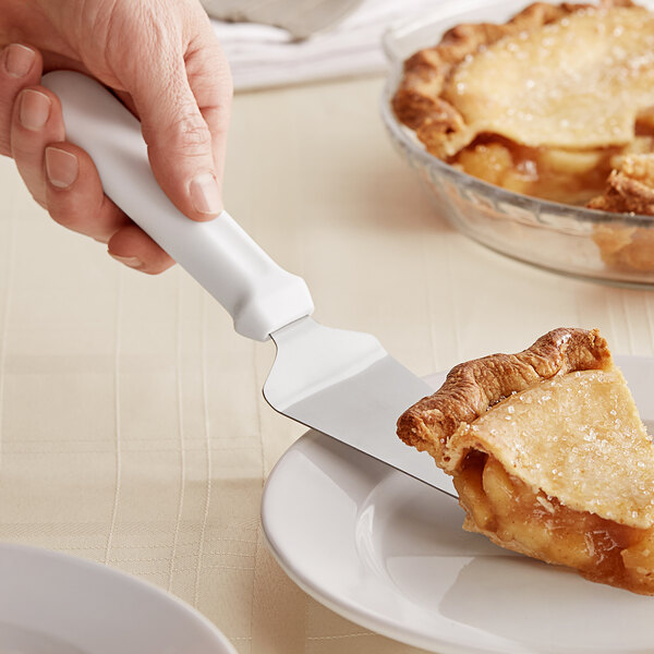 Choice 10 1/2" Pie Server with White Polypropylene Handle