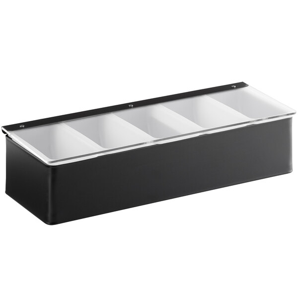 American Metalcraft CDB5 5-Compartment Matte Black Condiment Bar with ...