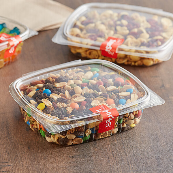 Choice 24 oz. Clear RPET Hinged Deli Container - 50/Pack