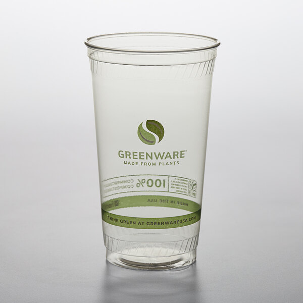Fabri-Kal GC32 Greenware 32 oz. Compostable Printed Plastic Cold Cup ...