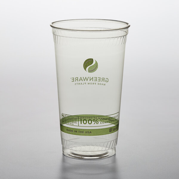 Fabri-Kal GC32 Greenware 32 oz. Compostable Printed Plastic Cold Cup ...