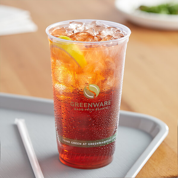 Fabri-Kal GC32 Greenware 32 oz. Compostable Printed Plastic Cold Cup ...