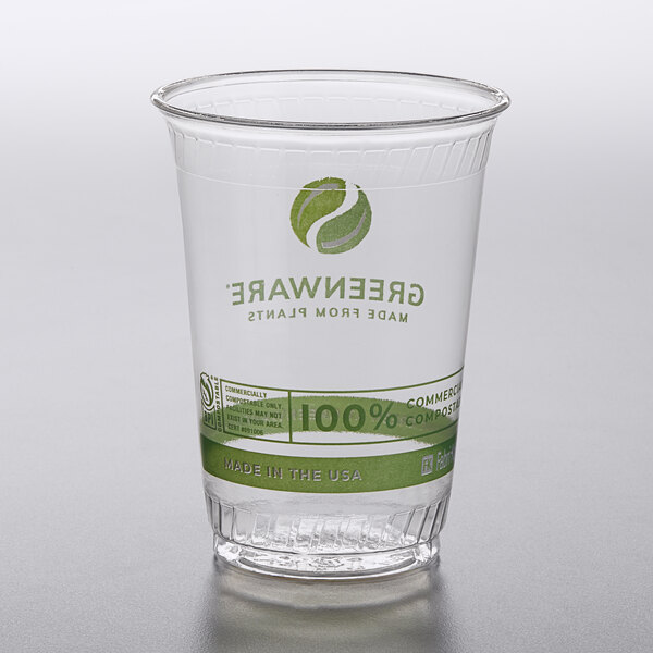 Fabri-Kal GC10 Greenware 10 oz. Compostable Printed Plastic Cold Cup ...