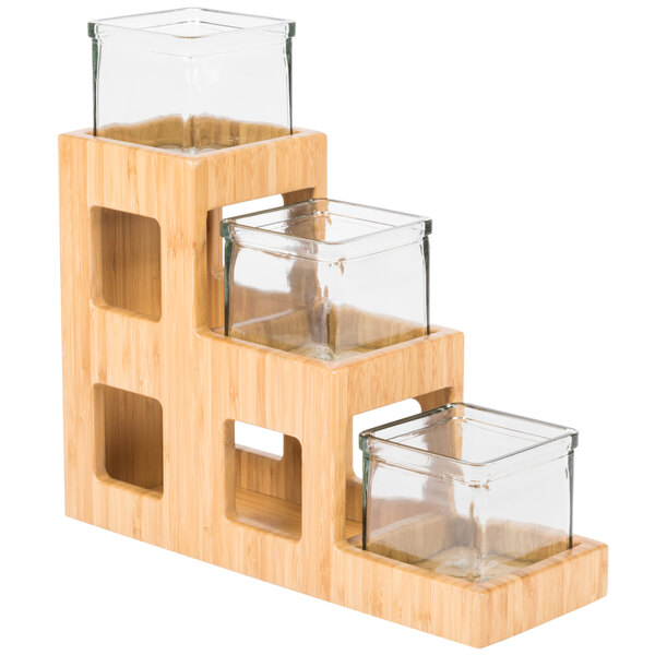 Cal-Mil 1486 Bamboo Three Tier Jar Display - 5" x 14" x 13"