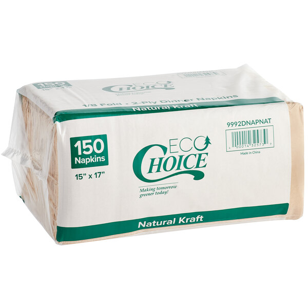 EcoChoice 2-Ply Natural Kraft Dinner Napkin 15" x 17" - 3000/Case