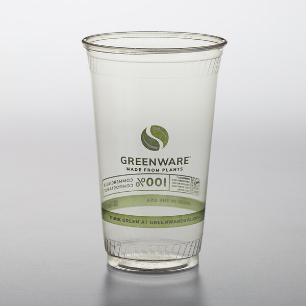 Fabri-Kal GC24 Greenware 24 oz. Compostable Printed Plastic Cold Cup ...