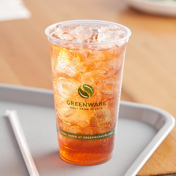 Fabri-Kal GC24 Greenware 24 oz. Compostable Printed Plastic Cold Cup ...