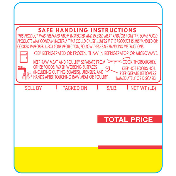 Ishida 1837-S/H 64 mm x 73 mm White Safe Handling Pre-Printed ...
