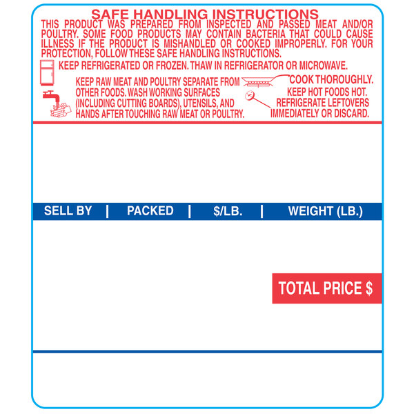 Ishida 1831-S/H 64 mm x 73 mm White Safe Handling Pre-Printed ...