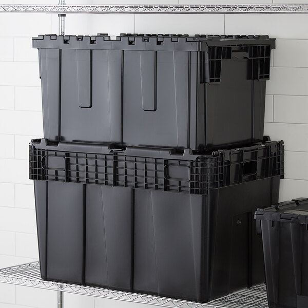Choice 27 7/8" x 20 7/8" x 15 3/16" Black Stackable Chafer Tote ...
