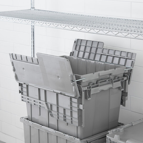 Choice 21 13/16" x 15 1/8" x 5 1/2" Gray Stackable Chafer Tote ...