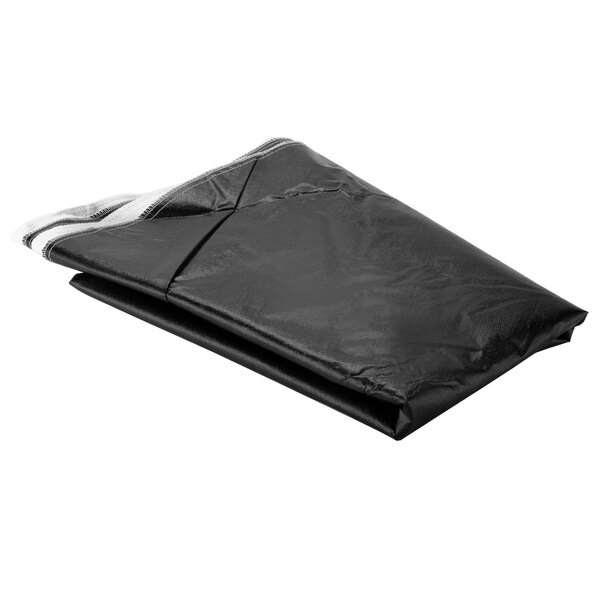 Intedge 90" Round Black Solid Vinyl Table Cover with Flannel Back