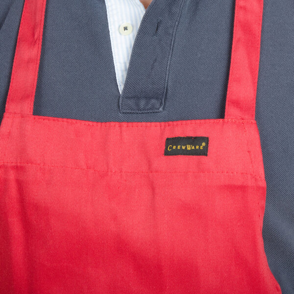 Chef Revival Red Poly-Cotton Customizable Bib Apron with 1 Pocket - 28 ...