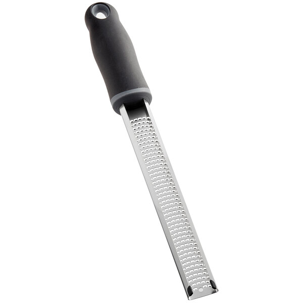 Choice 13" Stainless Steel Handheld Zester with Non-Slip Black Handle