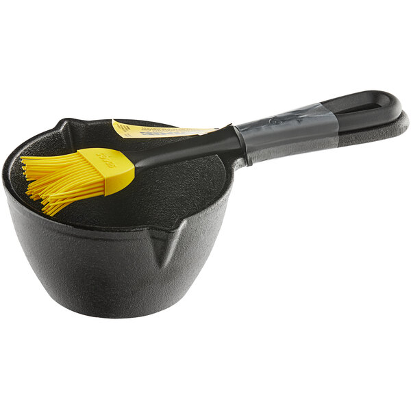 Lodge LMPB21 15 oz. Pre-Seasoned Cast Iron Melting Pot with Silicone ...